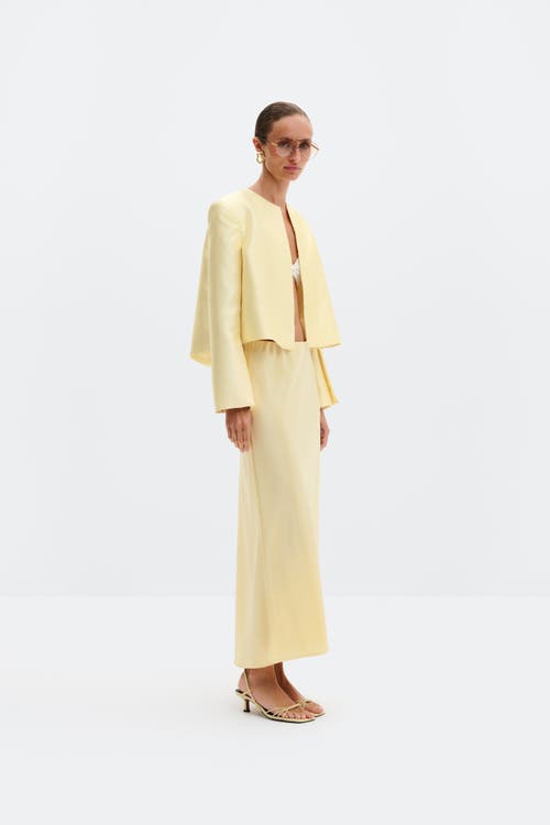MALINA Aubree Satin Midi Skirt